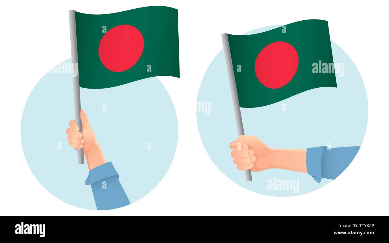 Bangladesh flag in hand. Patriotic background. National flag of ...