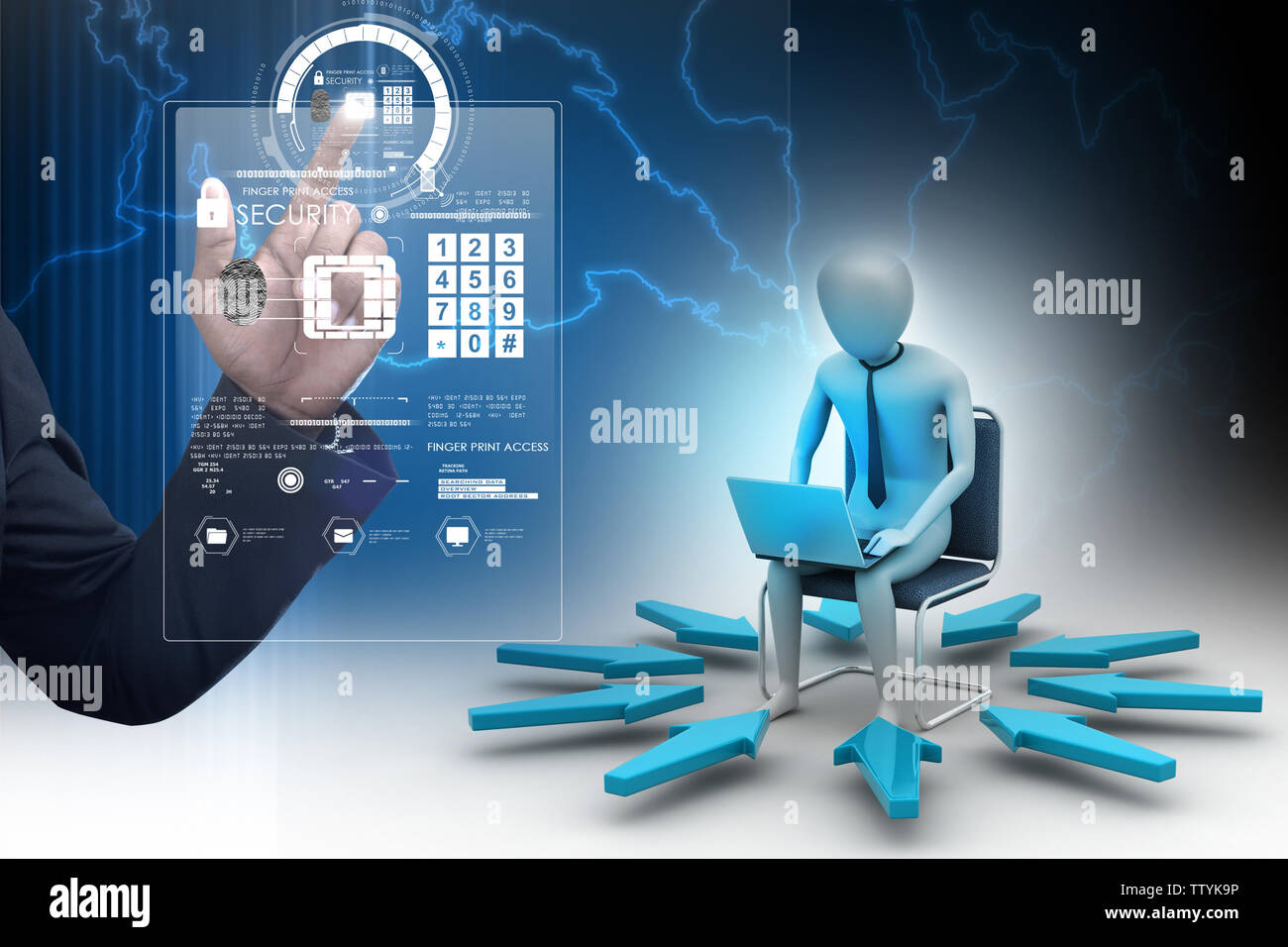 3d man working on laptop Stock Photo - Alamy