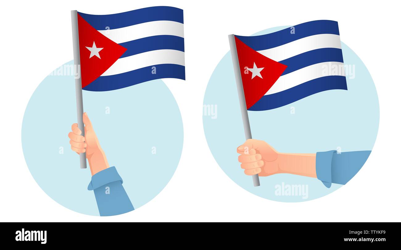 Cuba flag in hand. Patriotic background. National flag of Cuba ...