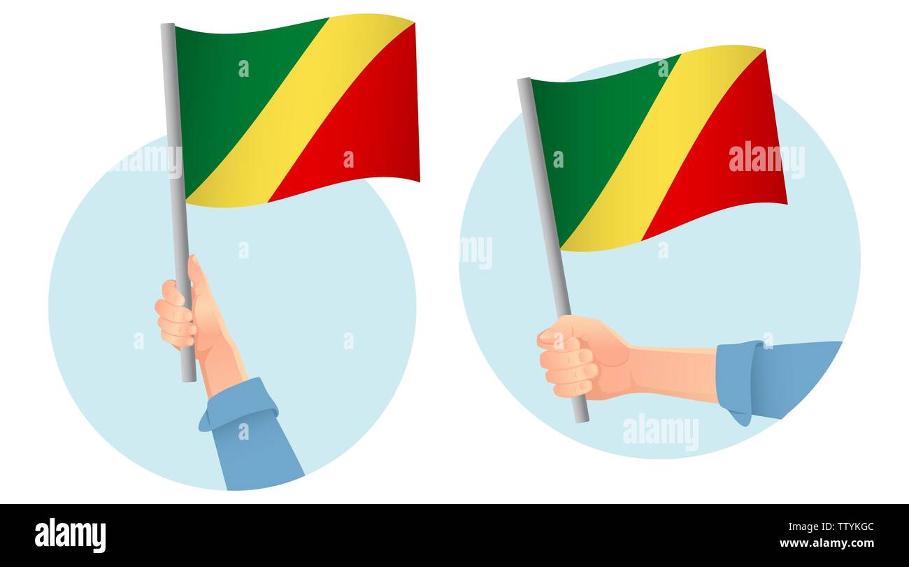 Congo flag in hand. Patriotic background. National flag of Congo ...