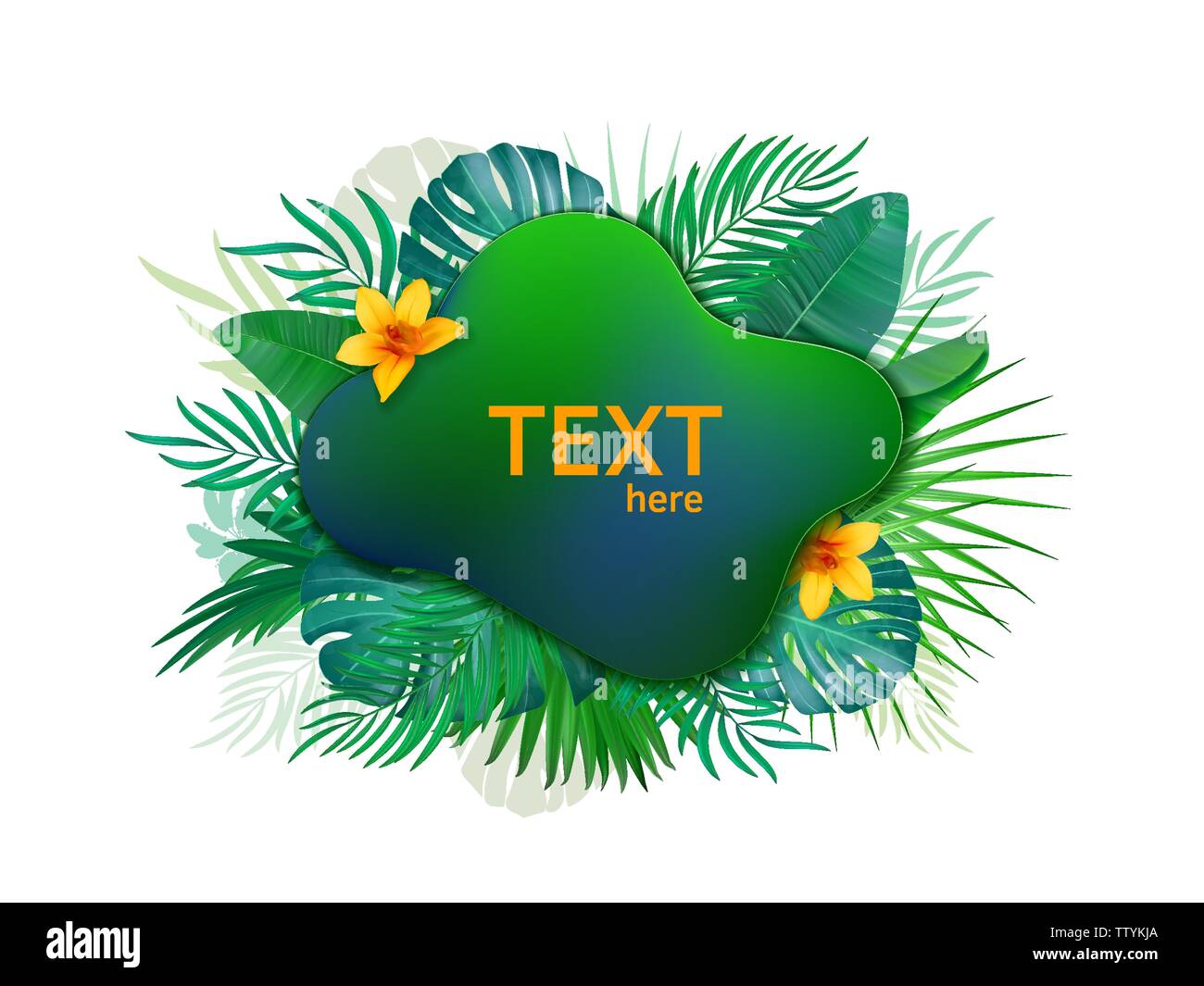 Vector banner with tropical leaf and flowers Stock Vector Image & Art ...