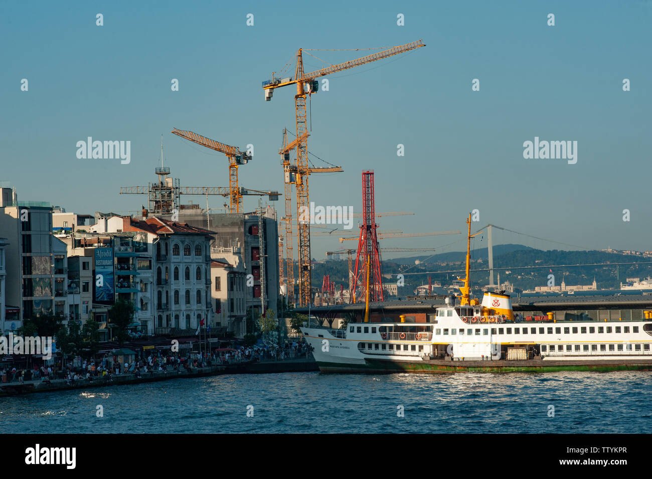 Construction of the controversial Galata Port in the Karakoy district ...