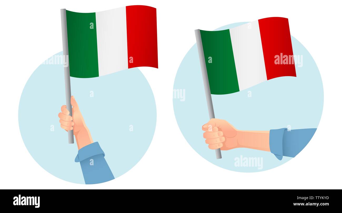 Italy flag in hand. Patriotic background. National flag of Italy ...