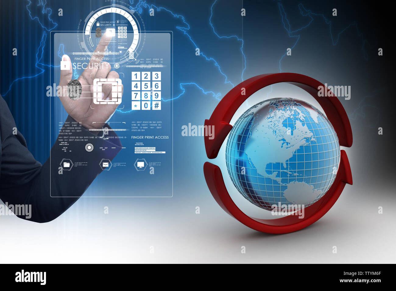 Arrows around earth technology concept hi-res stock photography and ...