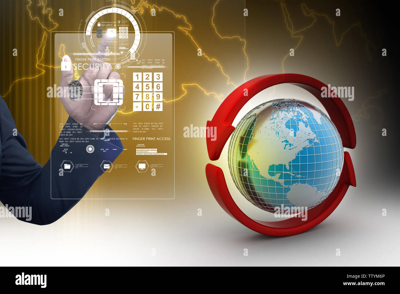 World planet earth arrow around hi-res stock photography and images - Alamy