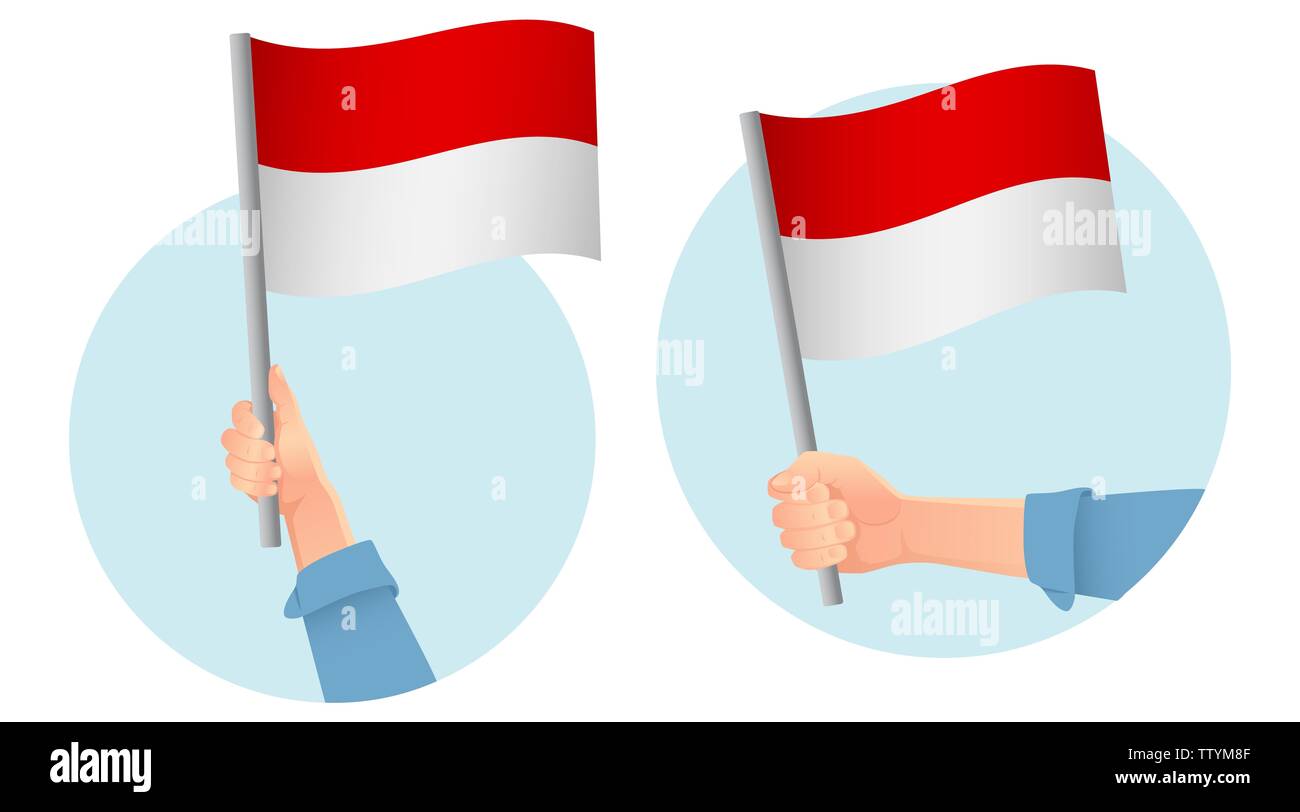 Monaco flag in hand. Patriotic background. National flag of Monaco ...