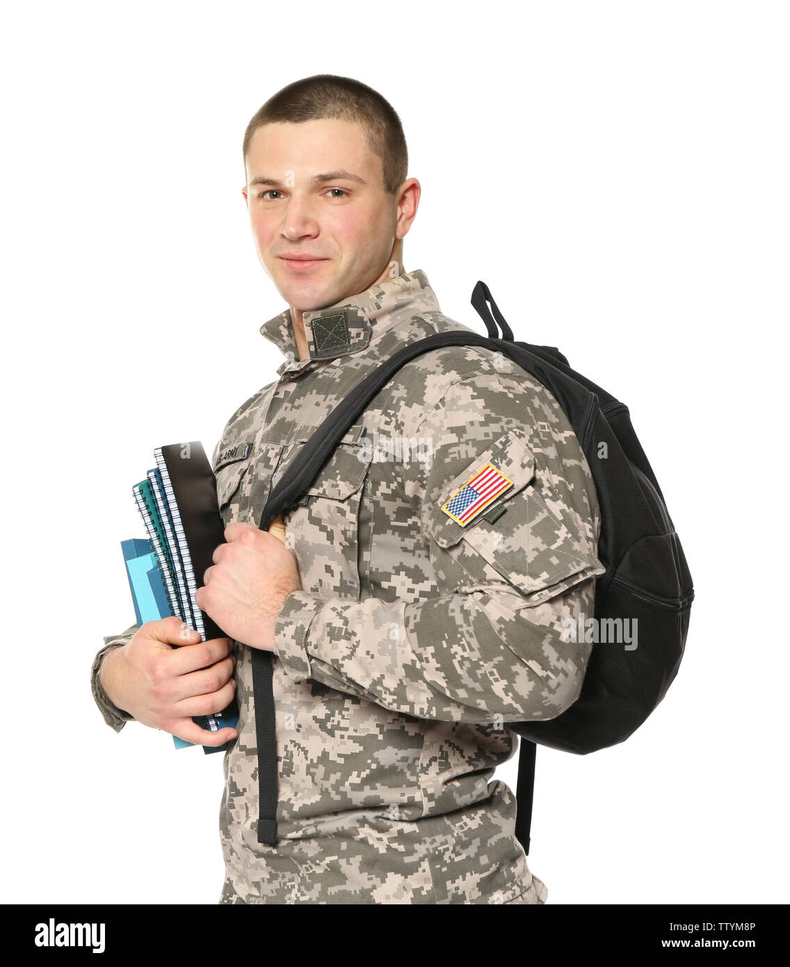 Cadet of military school on white background Stock Photo - Alamy