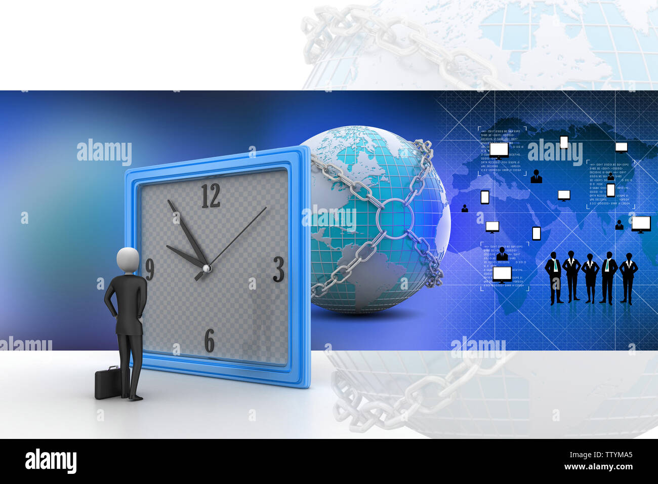 3d man watching the clock Stock Photo - Alamy