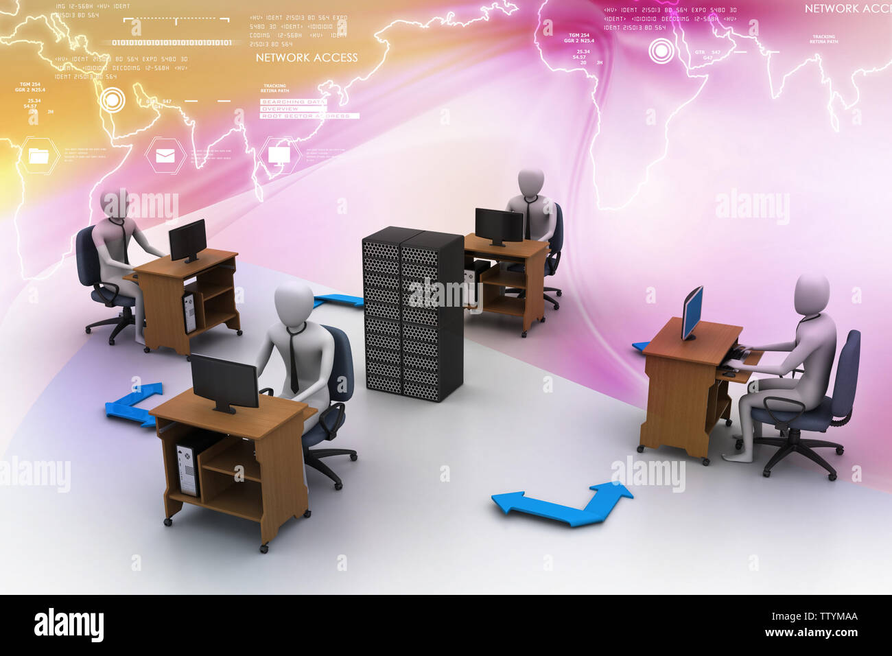 Networking people with server Stock Photo - Alamy