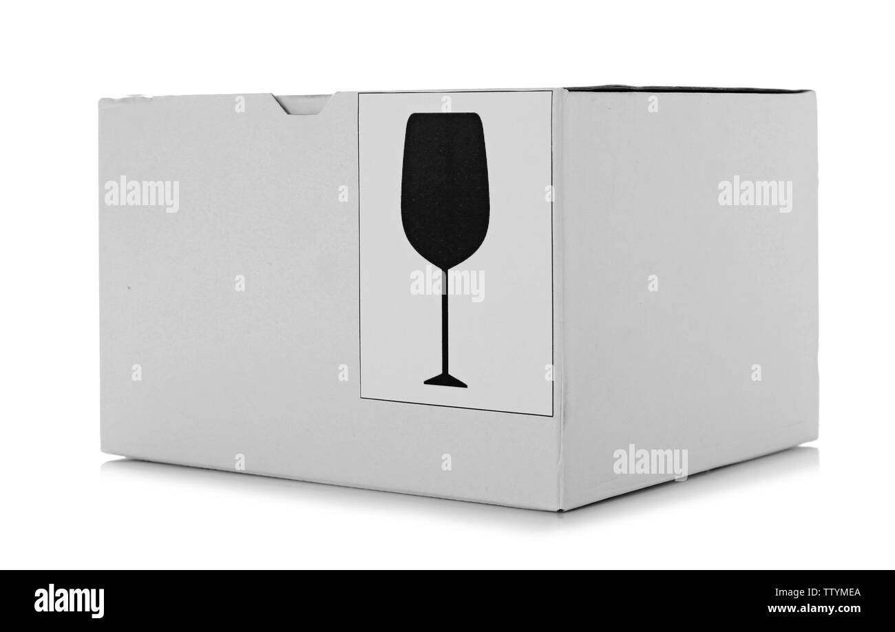 Cartoon box isolated on white Stock Photo - Alamy