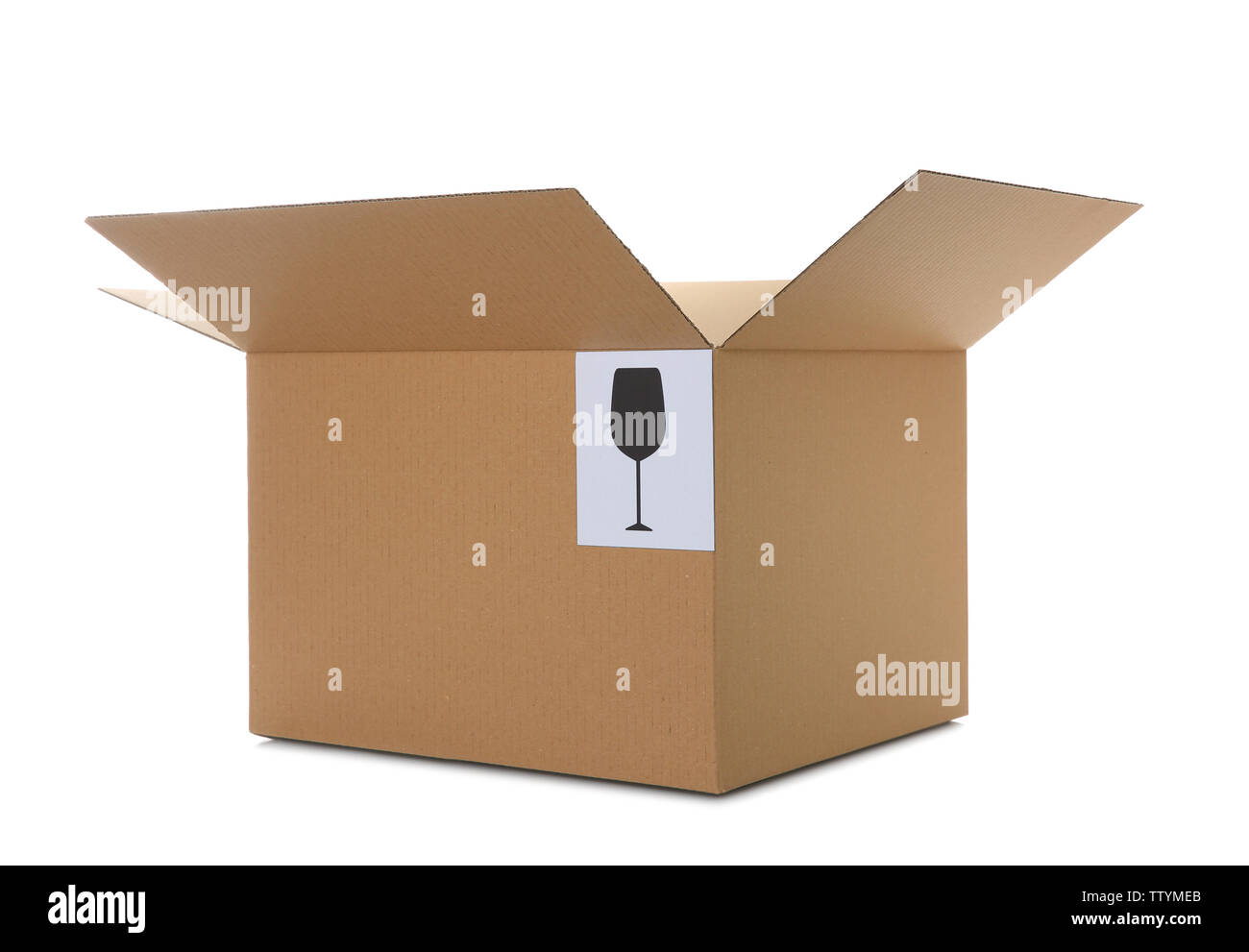 Opened cartoon box isolated on white Stock Photo - Alamy