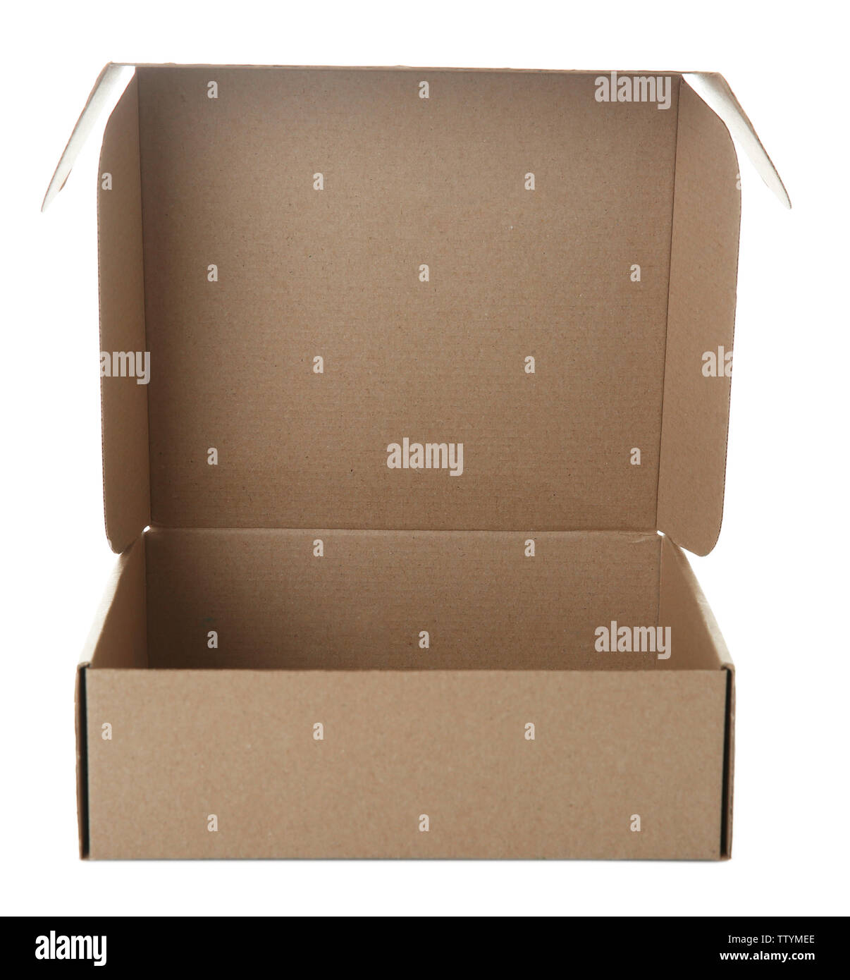 Opened cartoon box isolated on white Stock Photo - Alamy