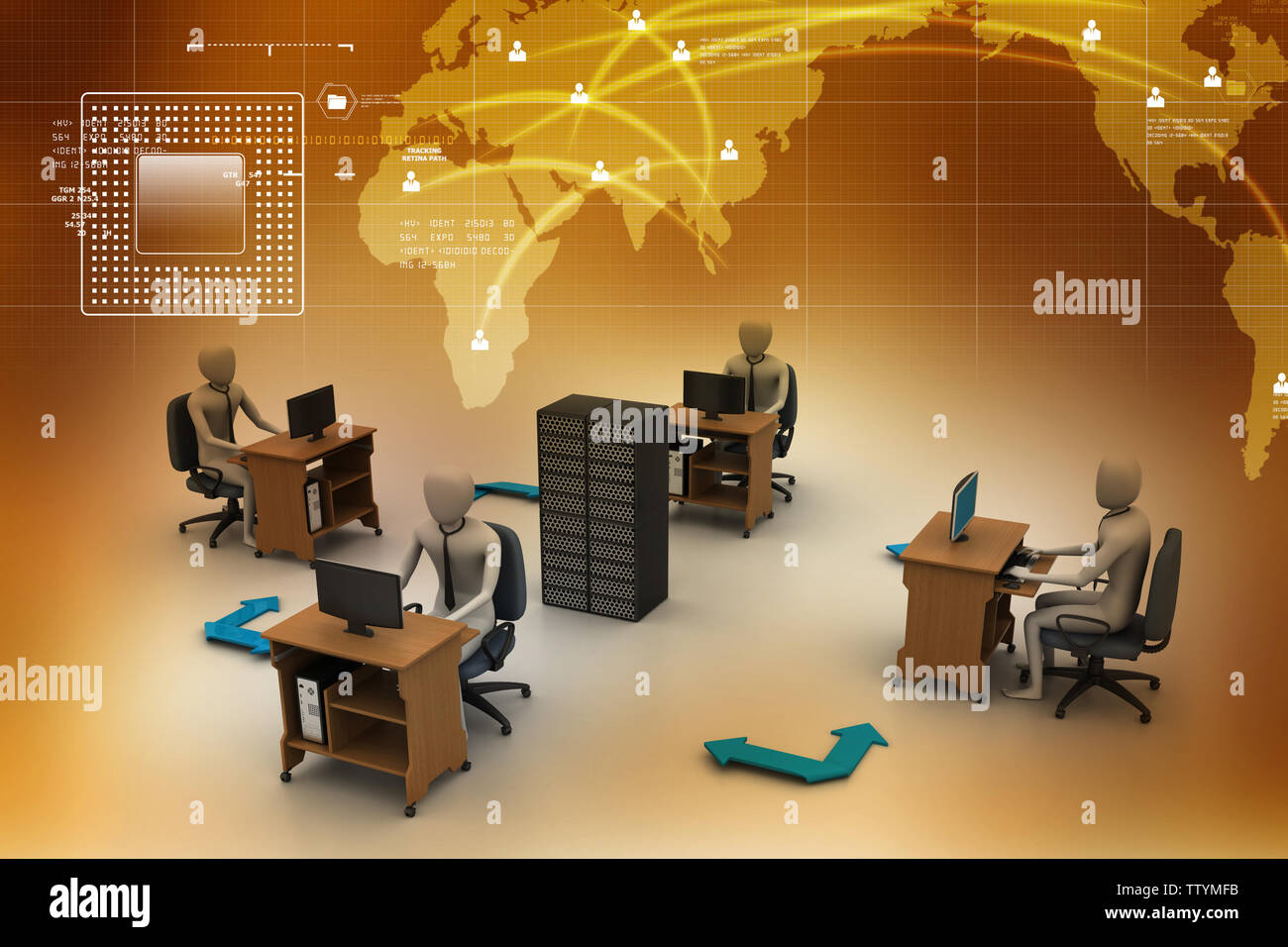 Networking people with server Stock Photo - Alamy