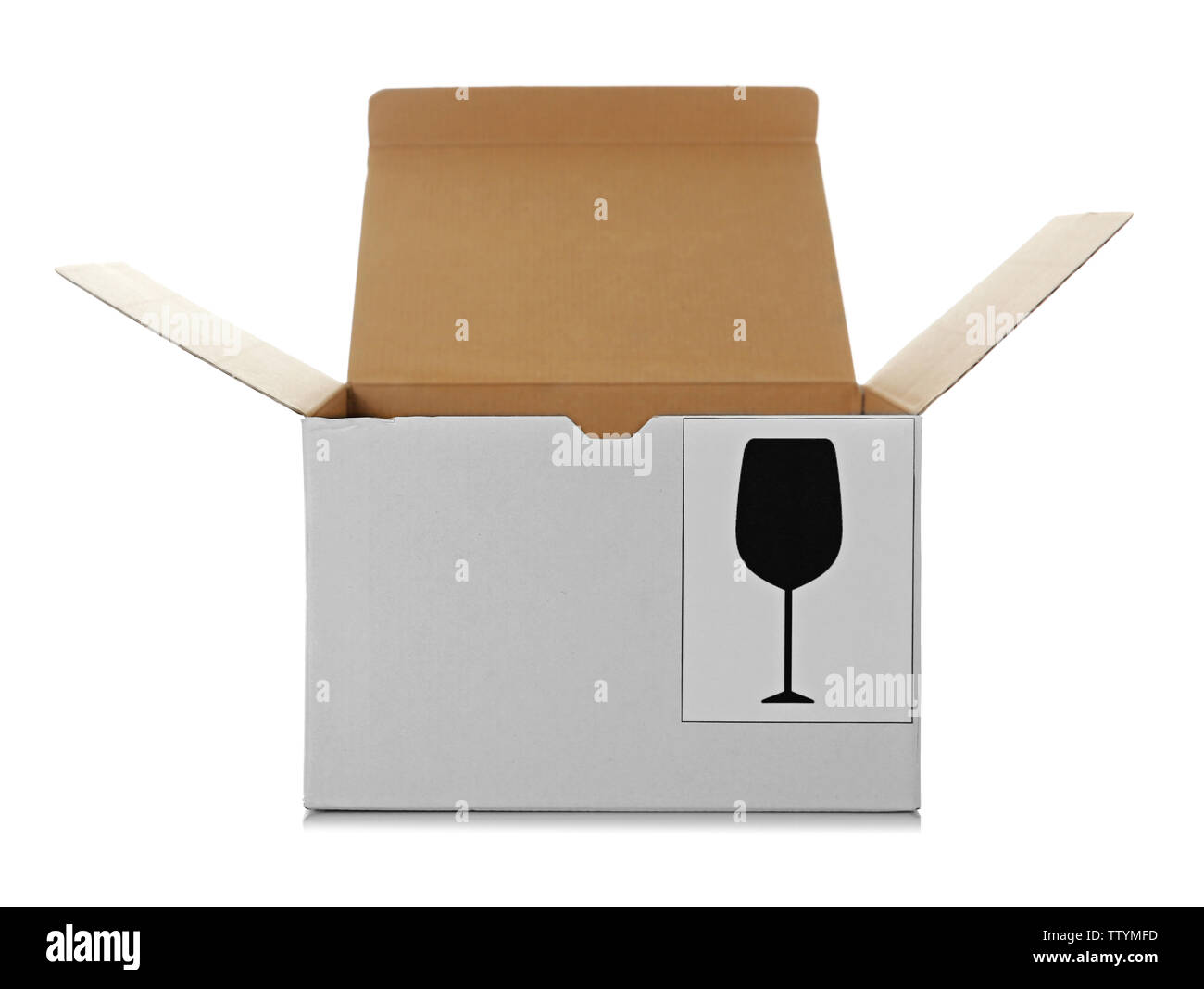 Opened cartoon box isolated on white Stock Photo - Alamy