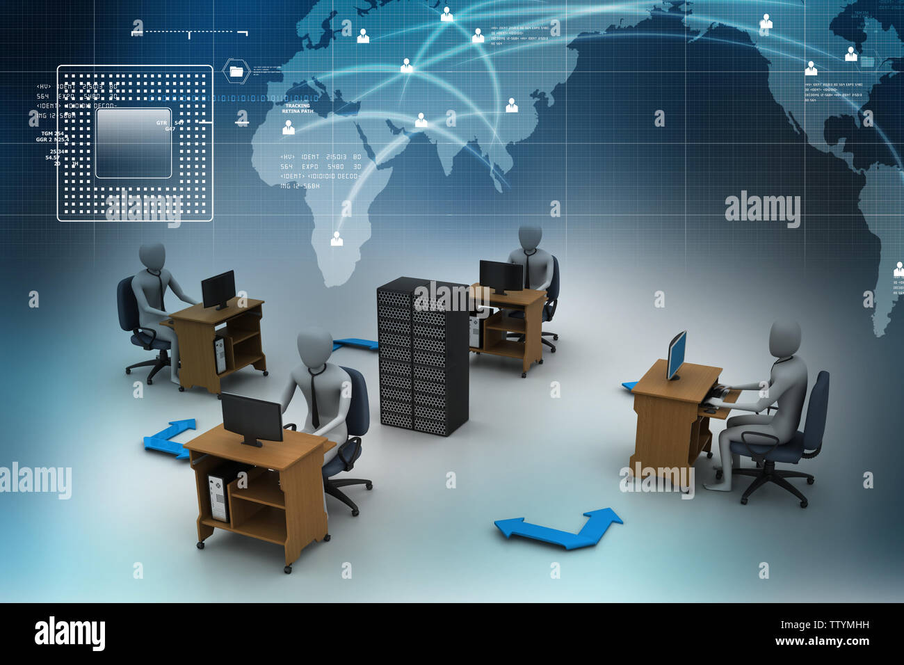 Networking people with server Stock Photo - Alamy