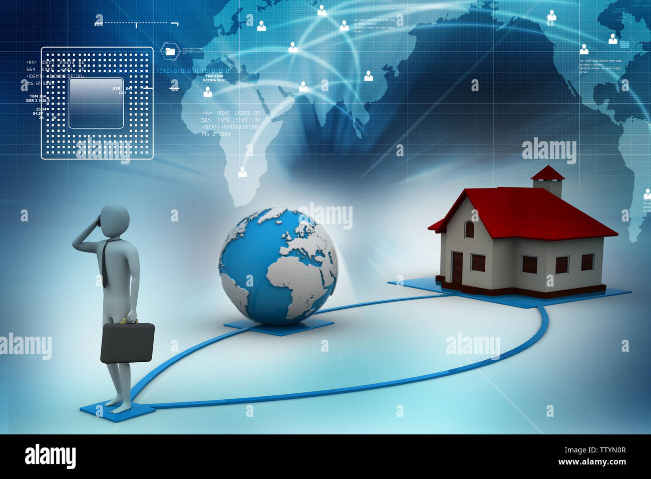 3d man with house Stock Photo - Alamy