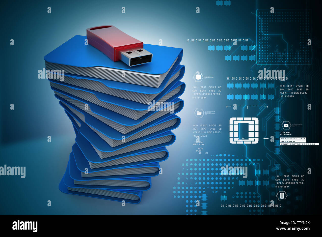 Usb drive with file folder Stock Photo - Alamy