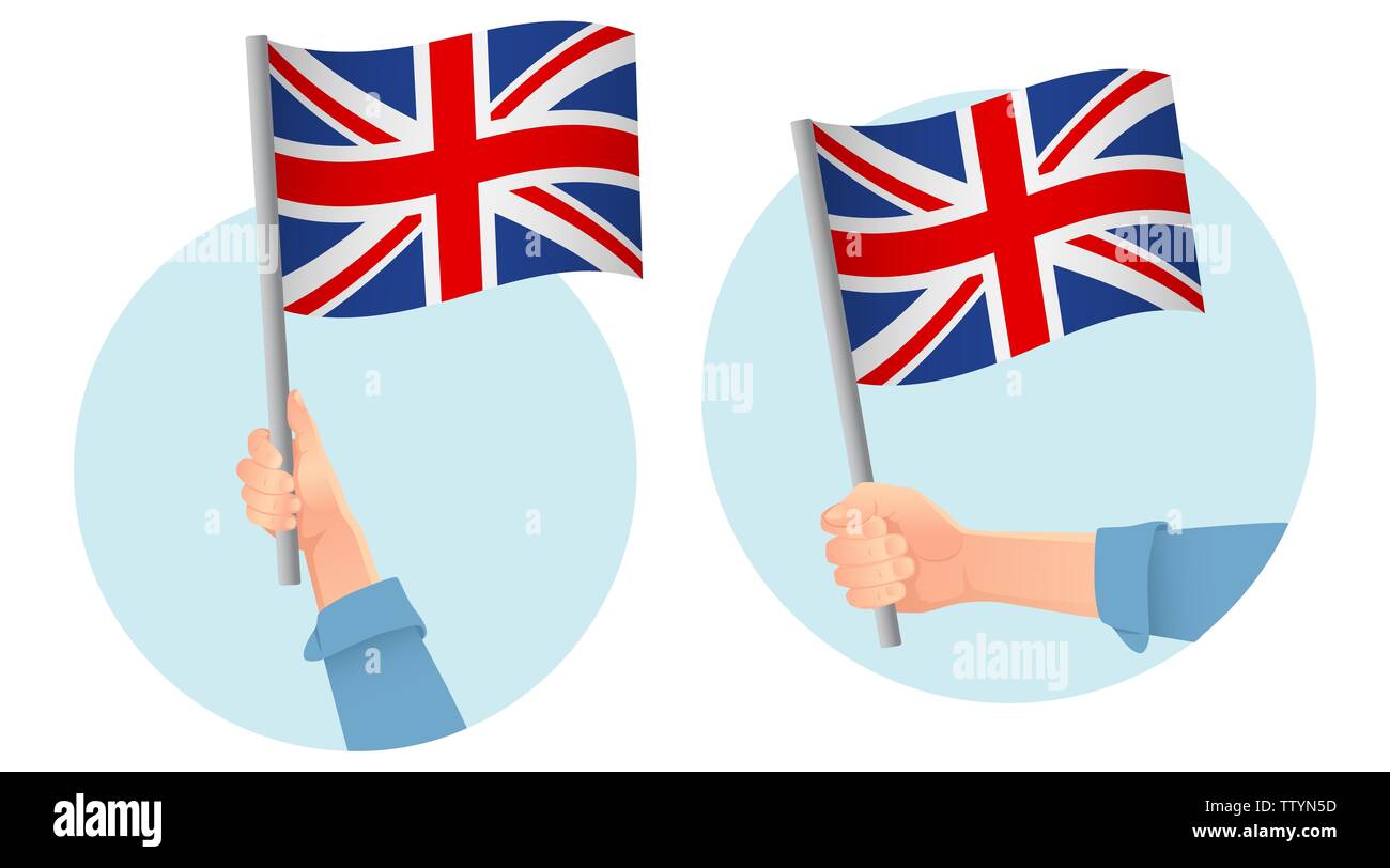 United Kingdom flag in hand. Patriotic background. National flag of ...