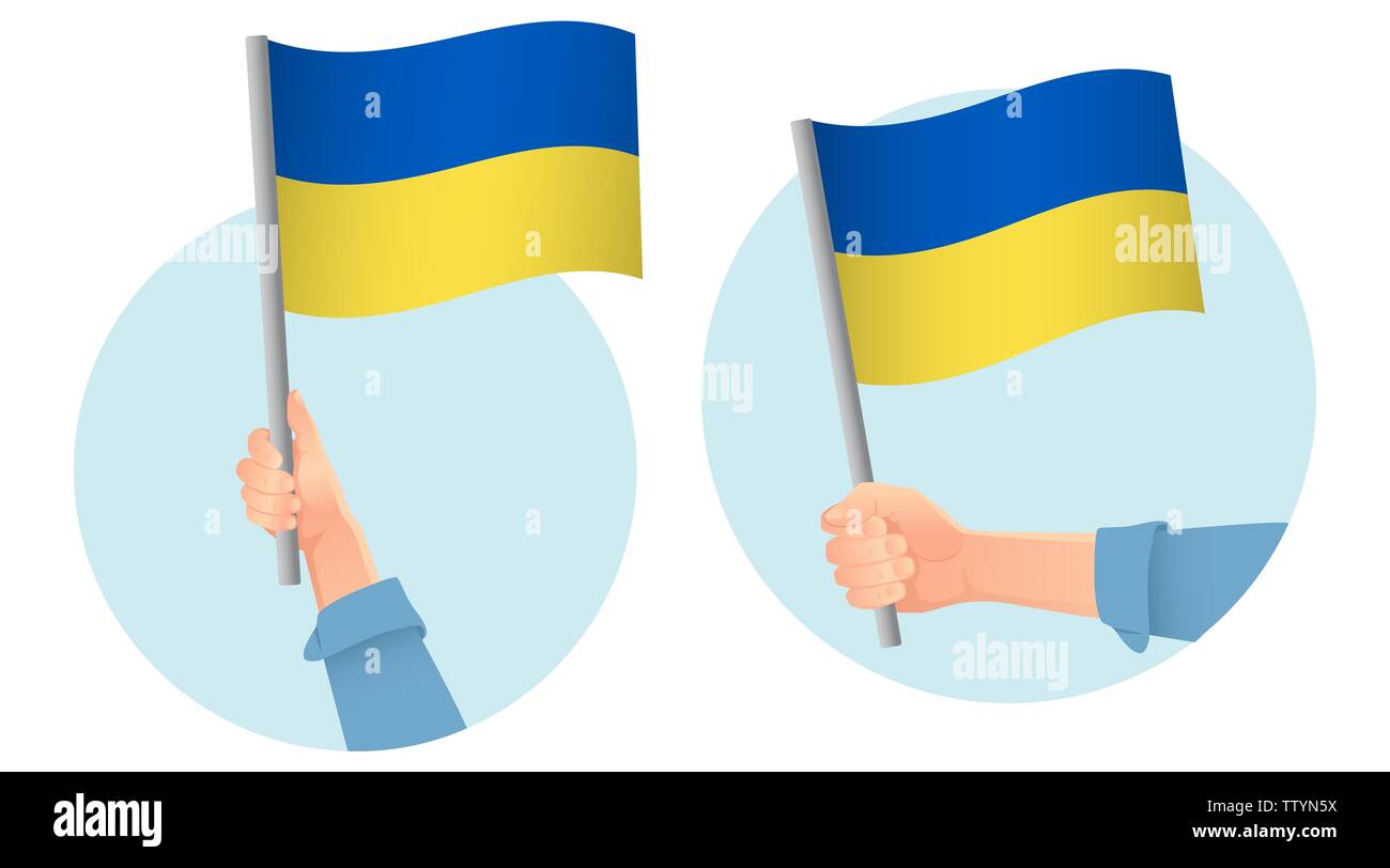 Ukraine flag in hand. Patriotic background. National flag of Ukraine ...