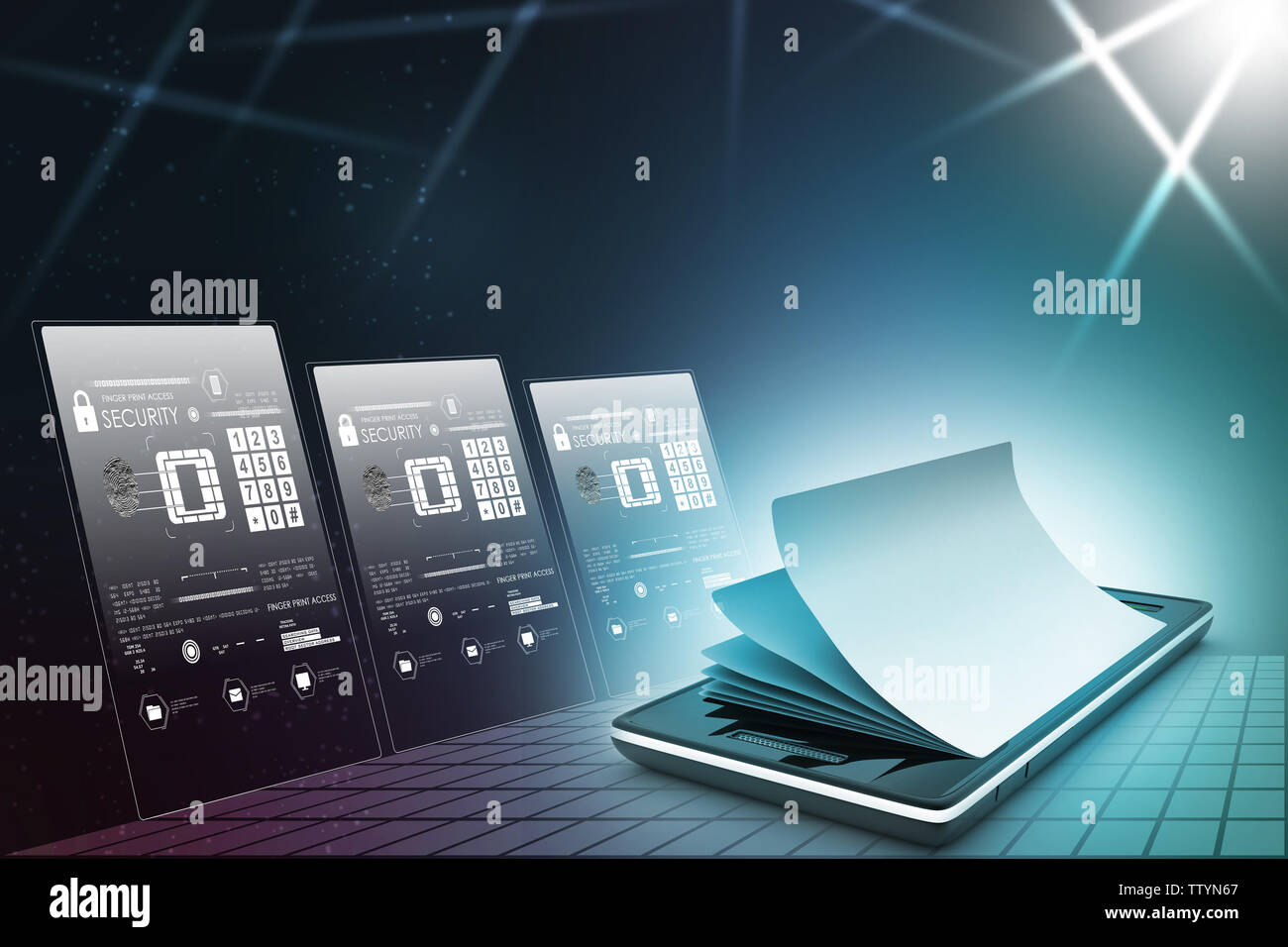 A smart phone in the white paper Stock Photo - Alamy