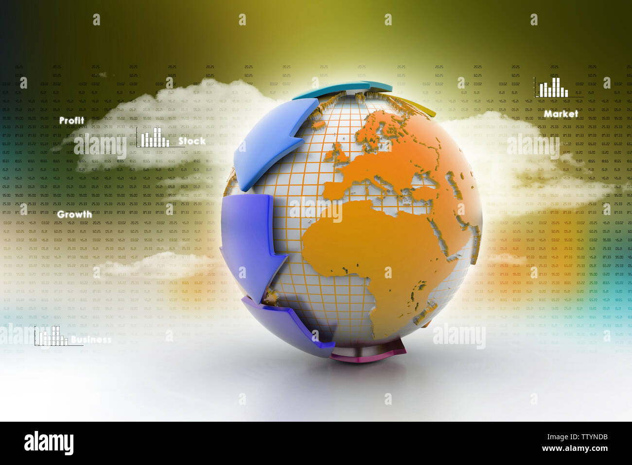 Earth with arrow circle around Stock Photo - Alamy