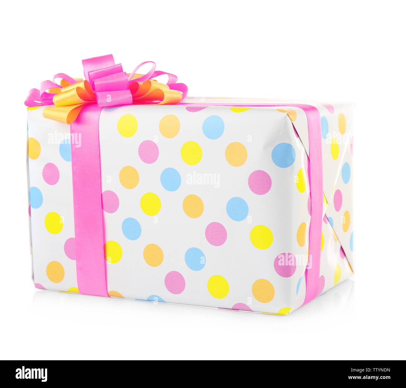 Gift box with pink bow isolated on white background Stock Photo - Alamy