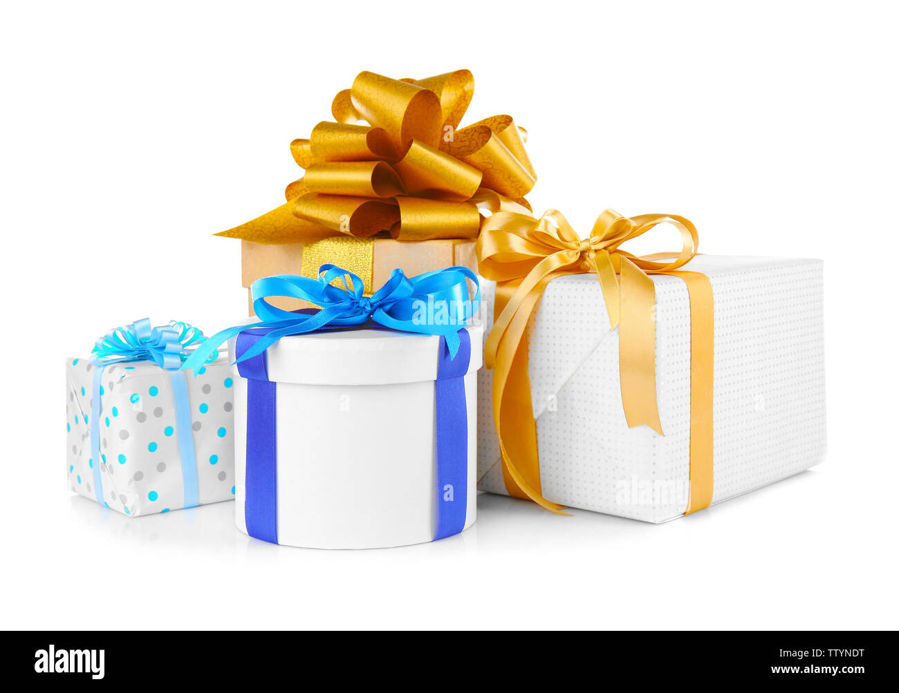 Set of gift boxes isolated on white Stock Photo - Alamy