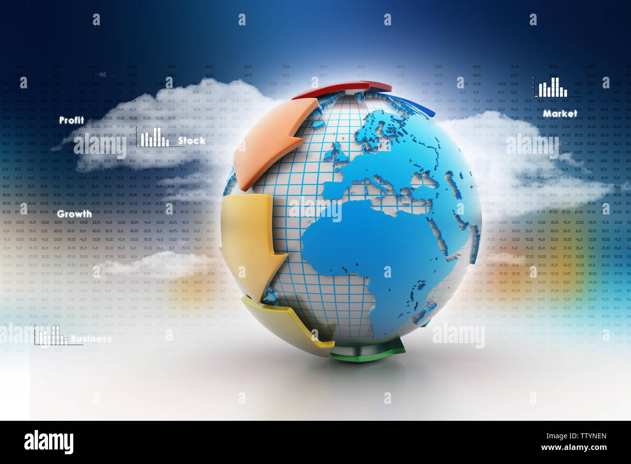 Earth with arrow circle around Stock Photo - Alamy