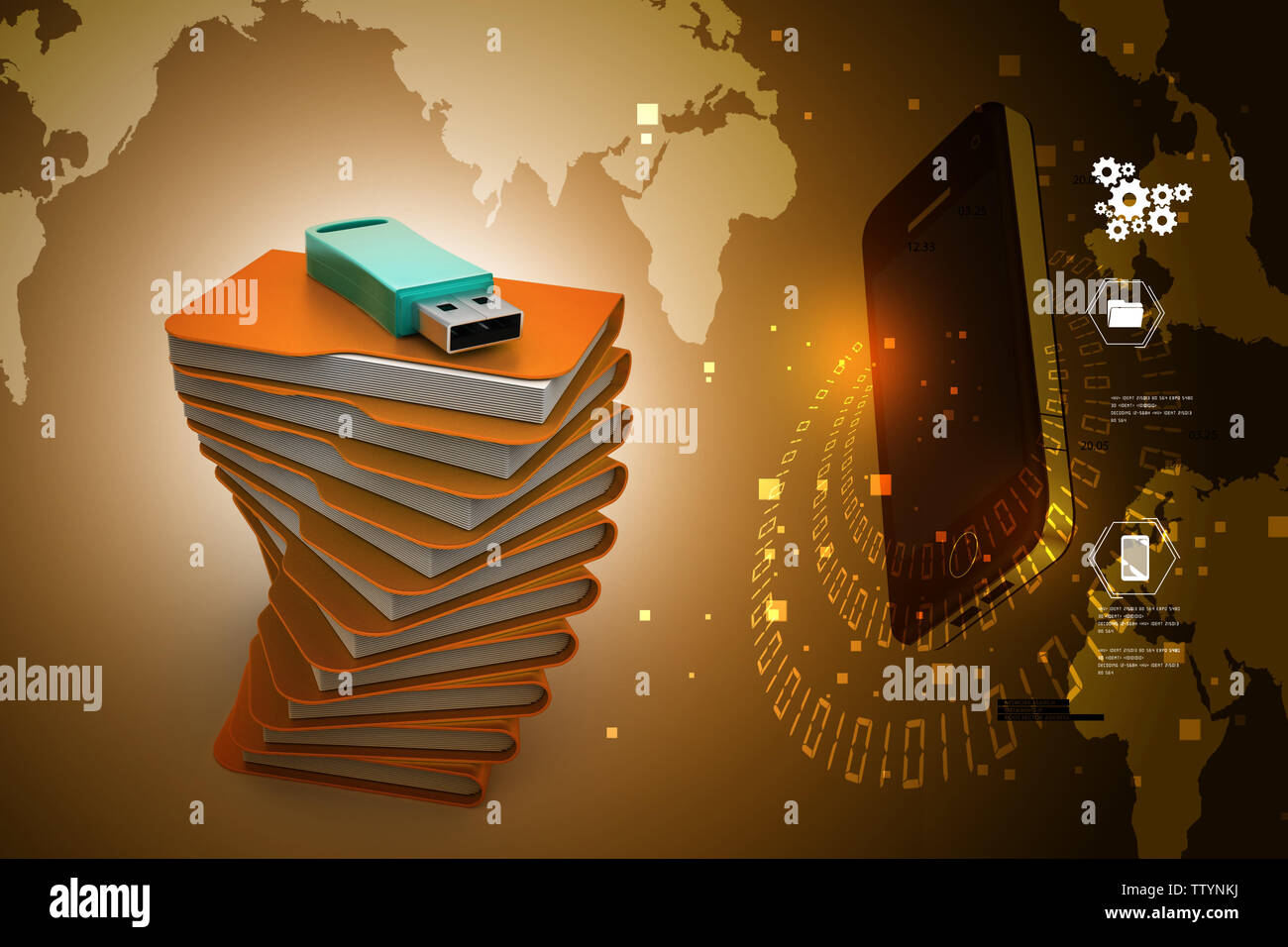 Usb drive with file folder Stock Photo - Alamy