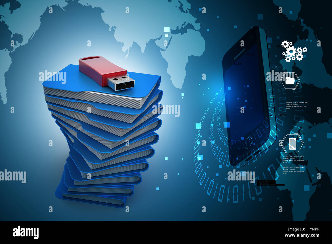 Usb drive with file folder Stock Photo - Alamy