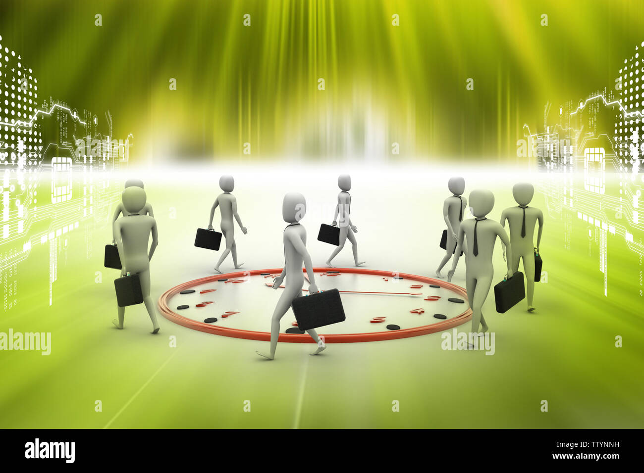 3d image of virtual men on global connection Stock Photo - Alamy