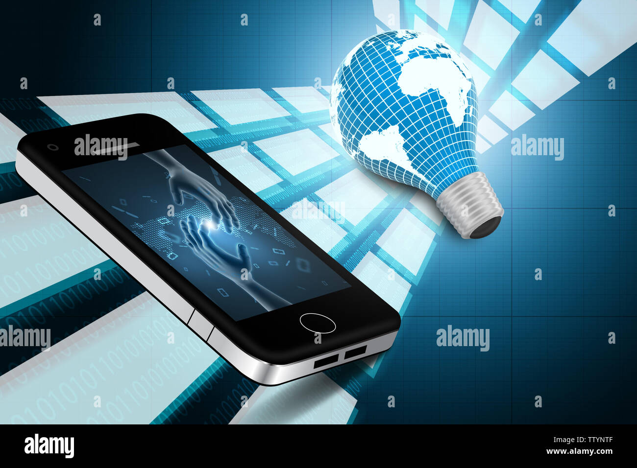 an electric light bulb with a world map Stock Photo - Alamy