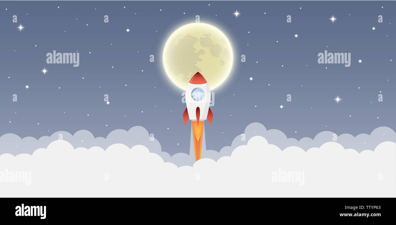 Rocket ship moon cartoon illustration hi-res stock photography and ...