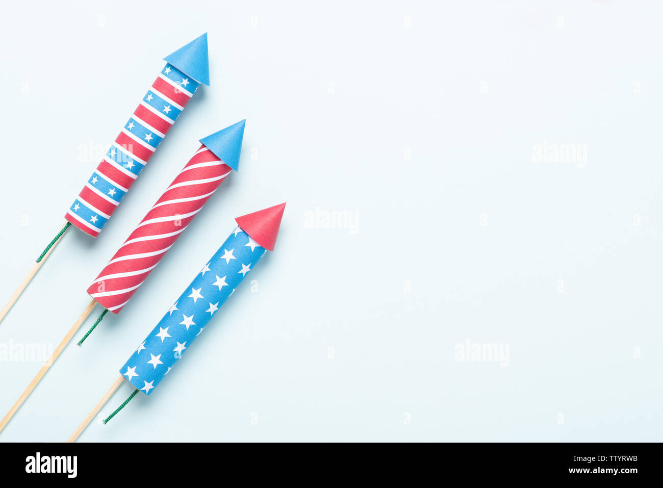 4th of July fireworks USA flag style rockets. Firecracker rockets ...