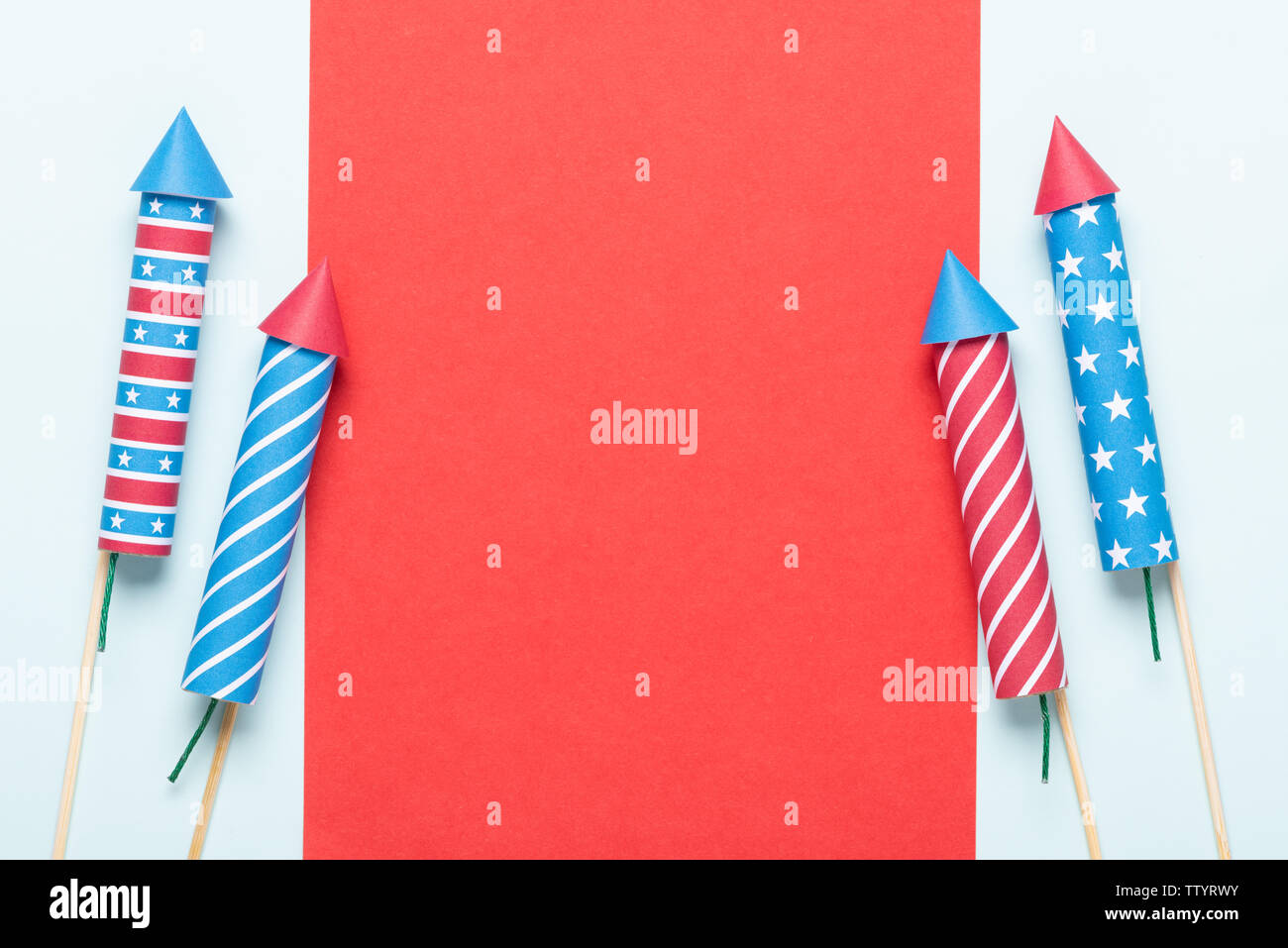 4th of July fireworks USA flag color rockets. Firecrackers United ...