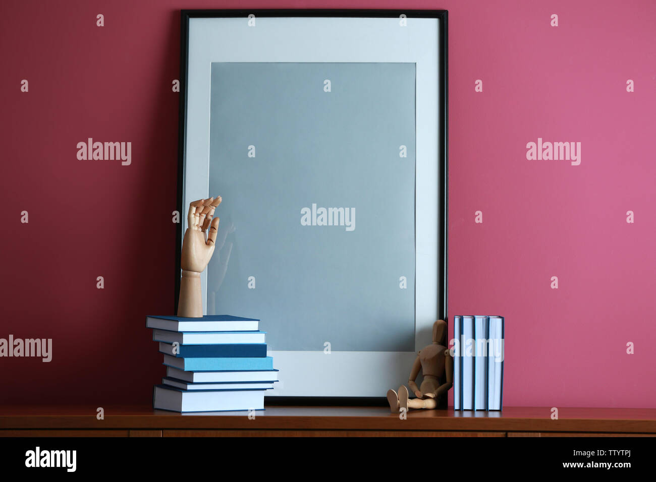 Design interior with stack of books Stock Photo - Alamy