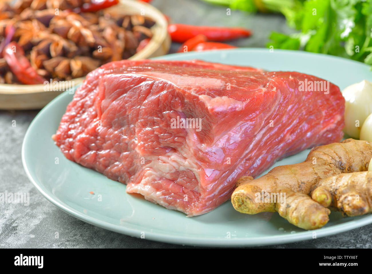 Beef hind leg meat HD big picture Stock Photo - Alamy