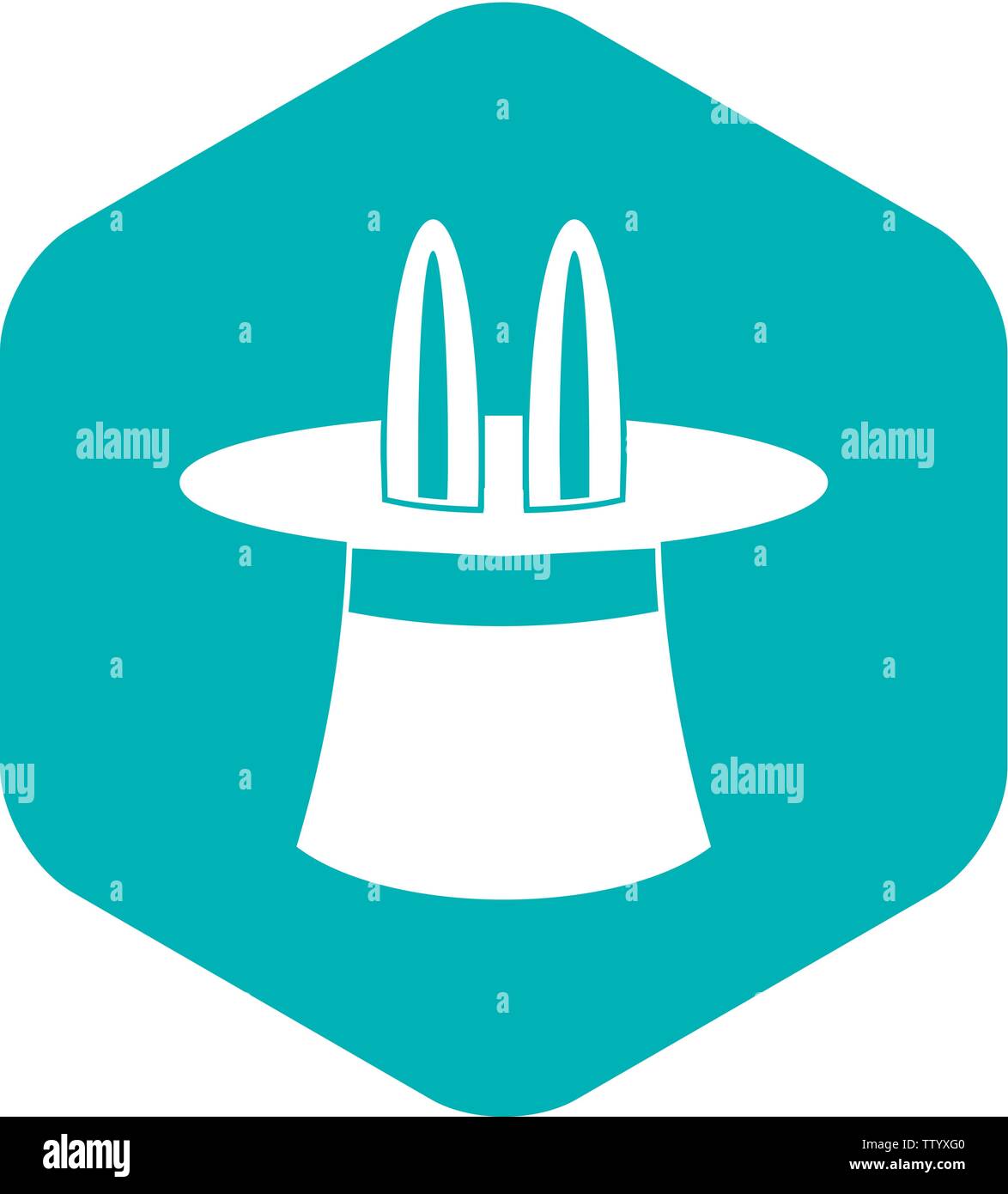 Rabbit ears appearing from a top magic hat icon Stock Vector Image ...