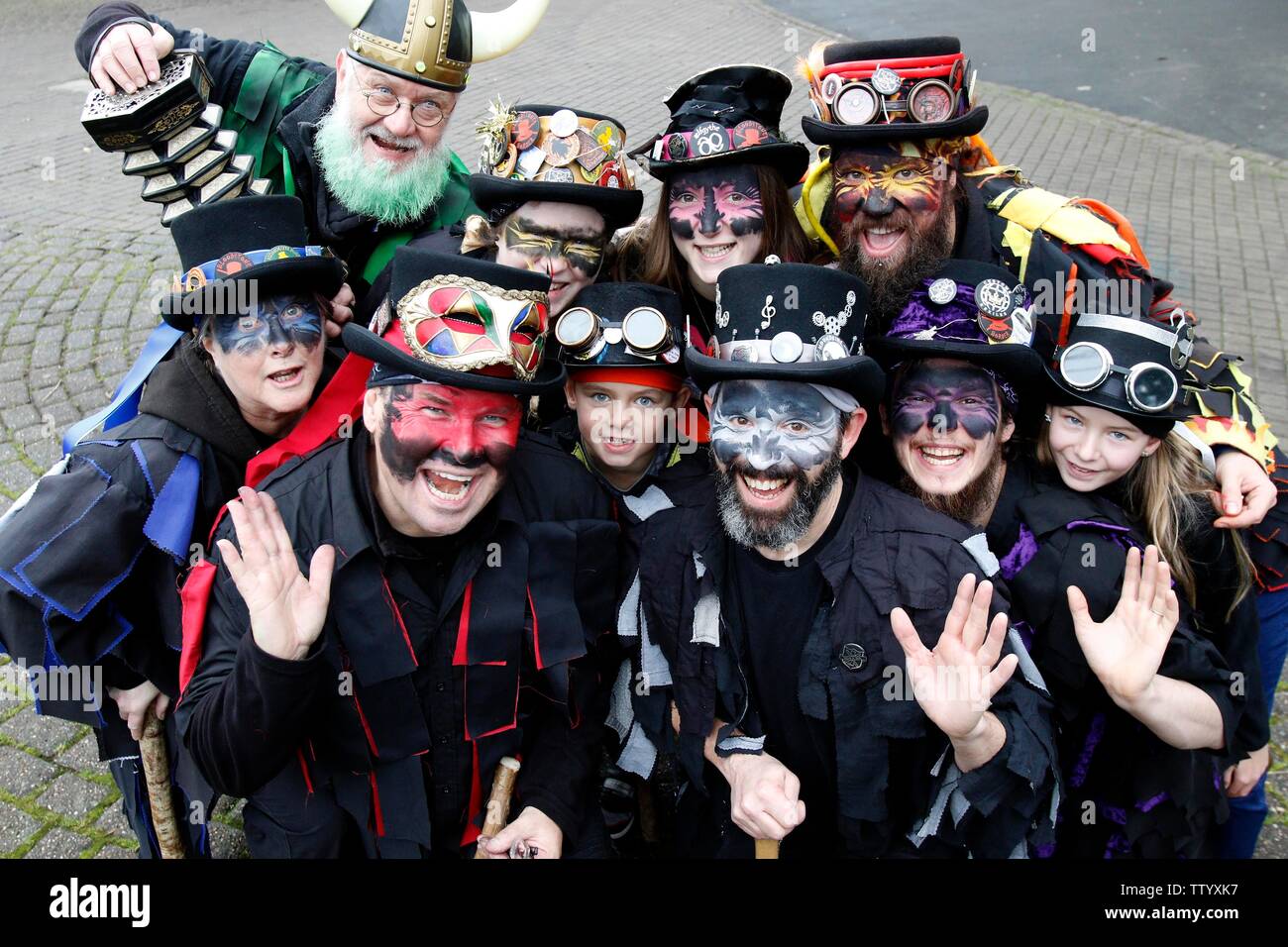 The colourfully face painted Tatters and Tails Morris, from Bath ...