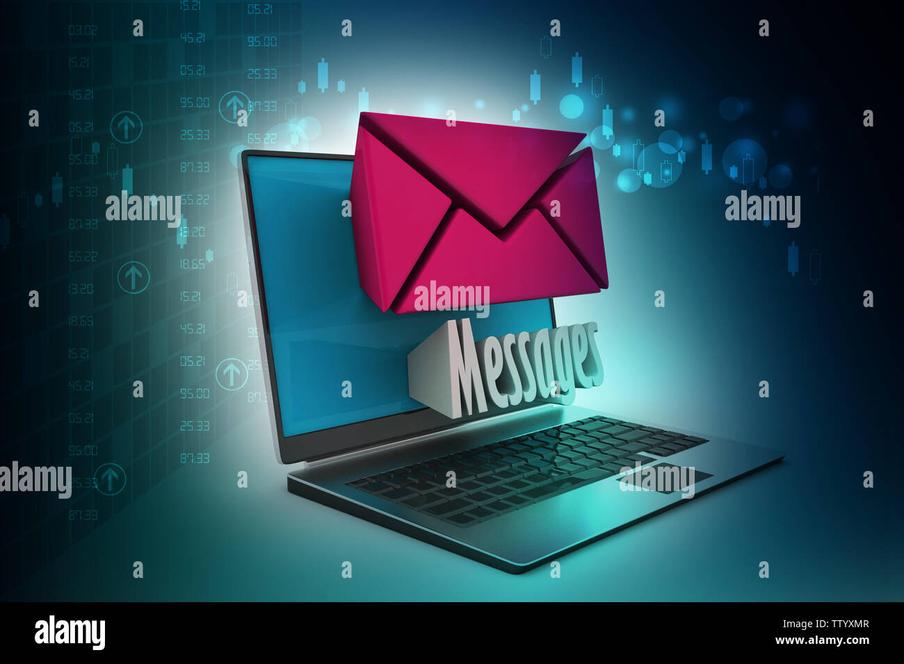 E-mail concept. Modern Laptop and envelope Stock Photo - Alamy