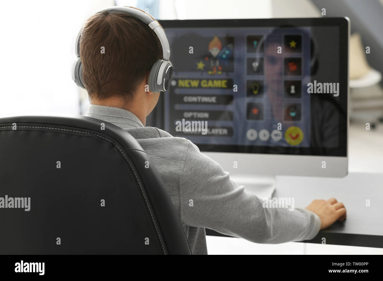 Teenager playing computer game at home Stock Photo - Alamy