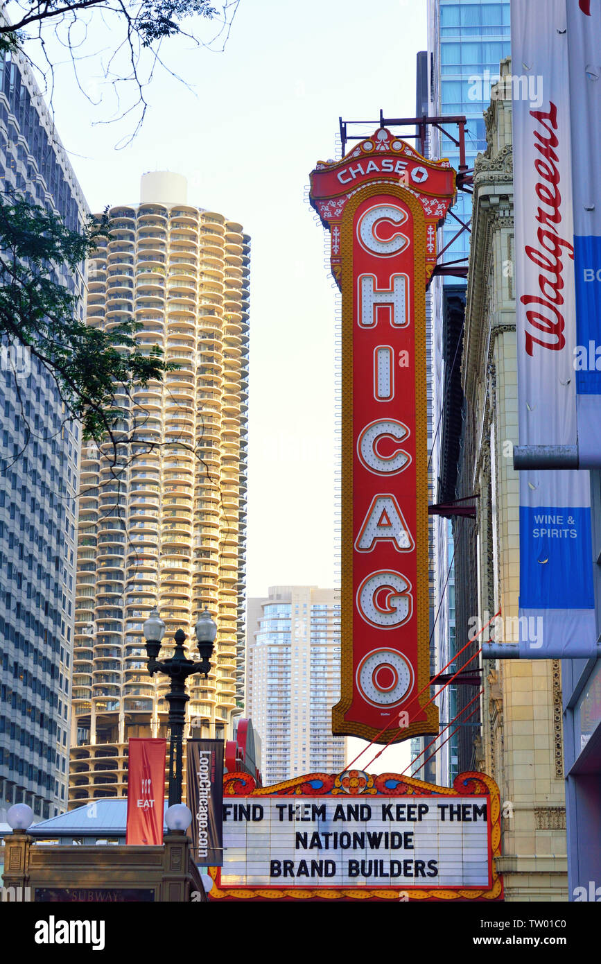 CHICAGO Chicago Neon Billboard Stock Photo - Alamy