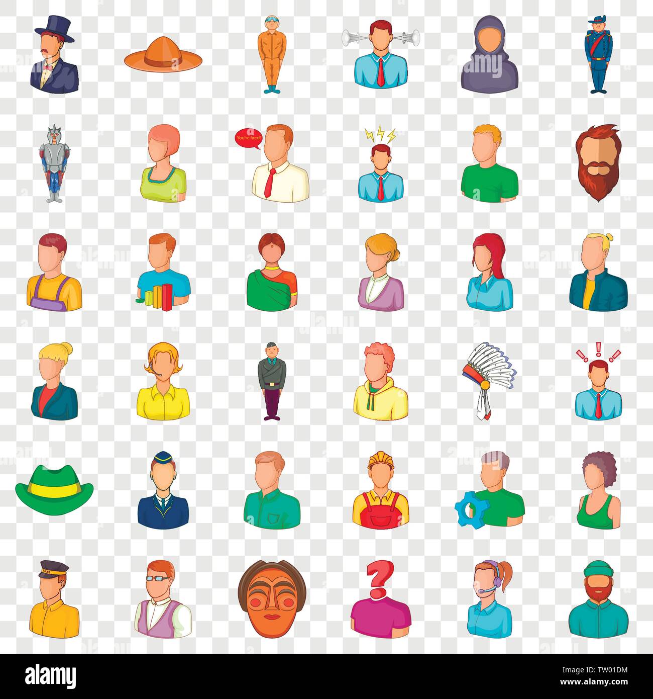 Avatar icons set, cartoon style Stock Vector Image & Art - Alamy