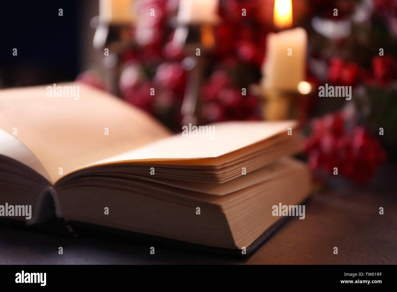 Open bible candles hi-res stock photography and images - Alamy