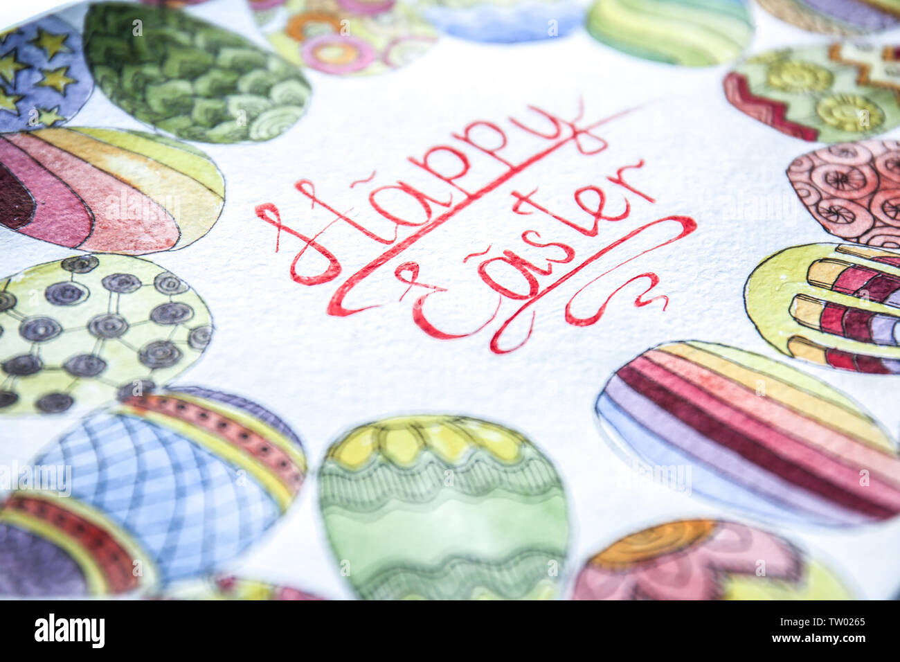 Closeup view of beautiful Easter greeting card Stock Photo - Alamy