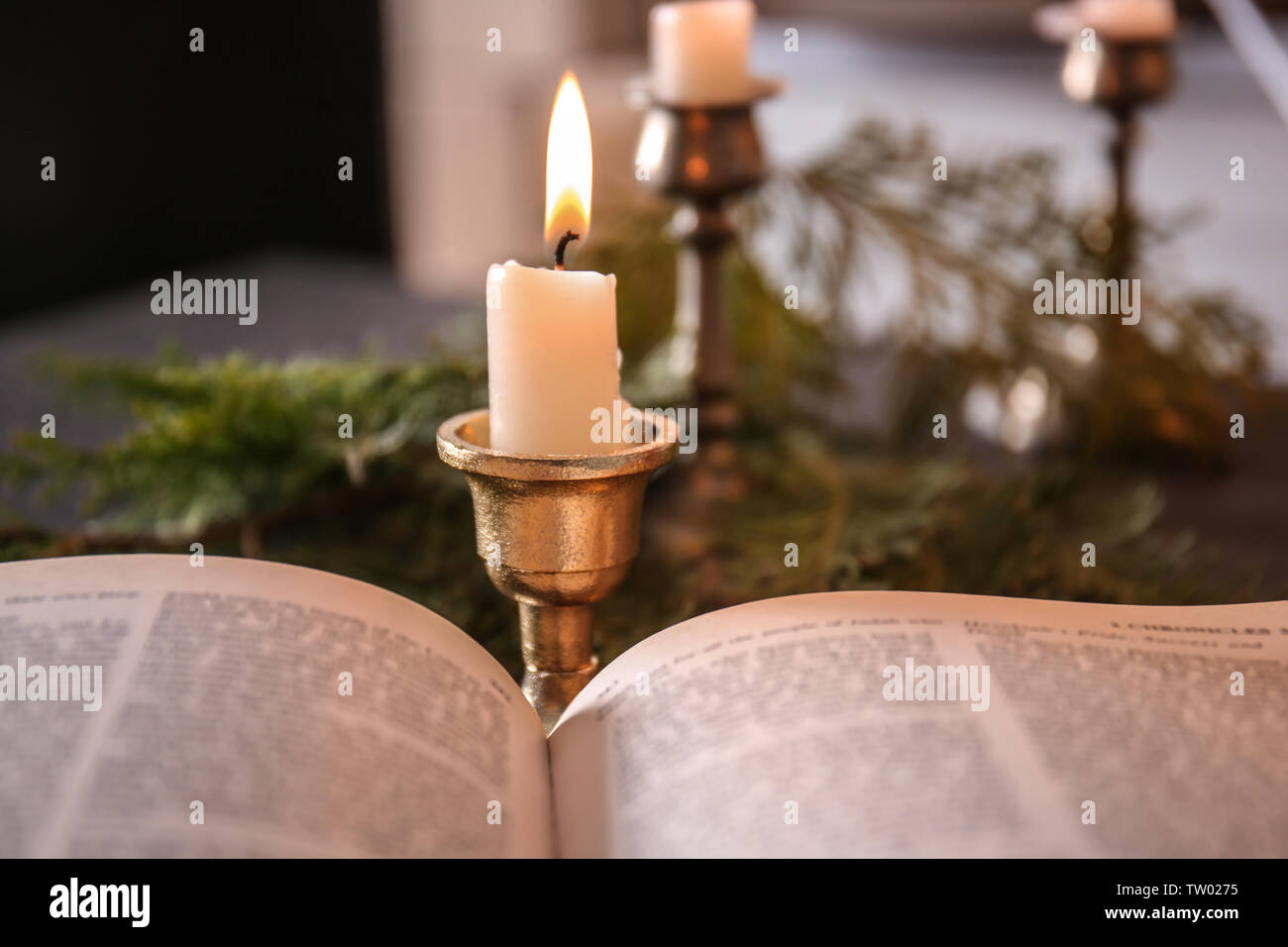 Open Bible Candles High Resolution Stock Photography and Images - Alamy