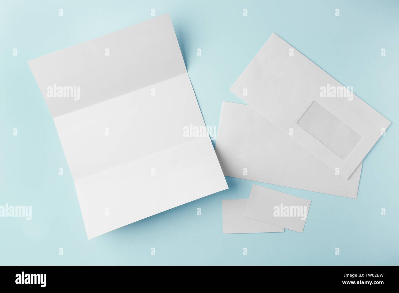 Set of blank items for branding on white background Stock Photo - Alamy