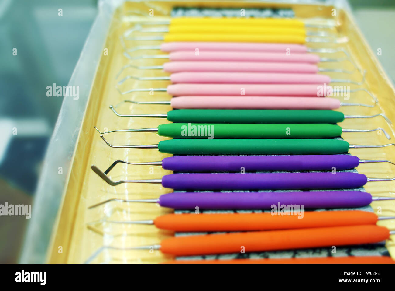 Set of dental instruments on a tray Stock Photo - Alamy