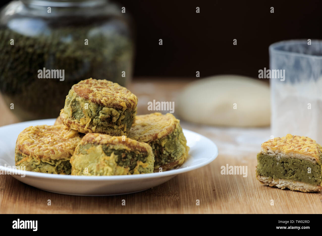Delicious green bean cake Stock Photo - Alamy