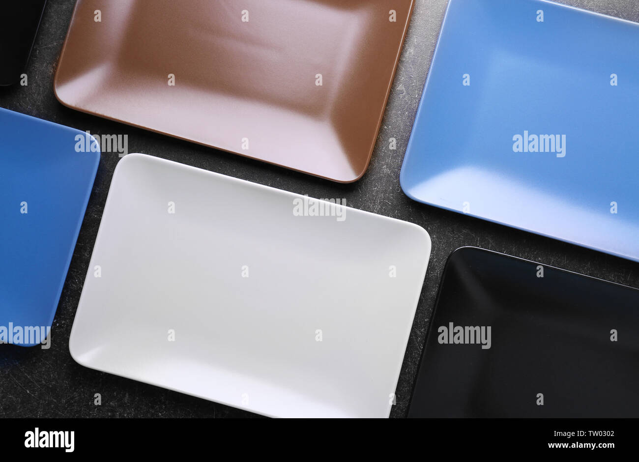 Color ceramic plates, top view Stock Photo - Alamy